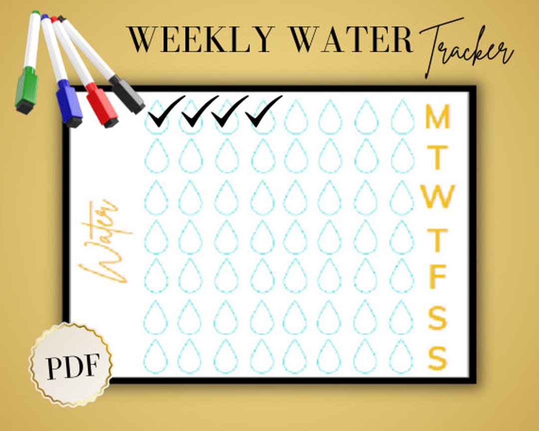 Waterlog Tracker, Weekly Water Intake Log, Water Tracker Template ...