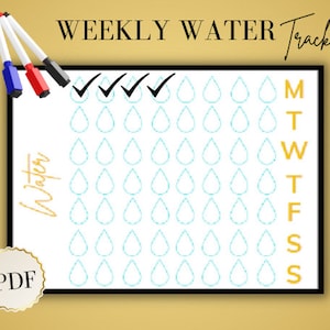 Waterlog Tracker, Weekly Water Intake Log, Water Tracker Template ...