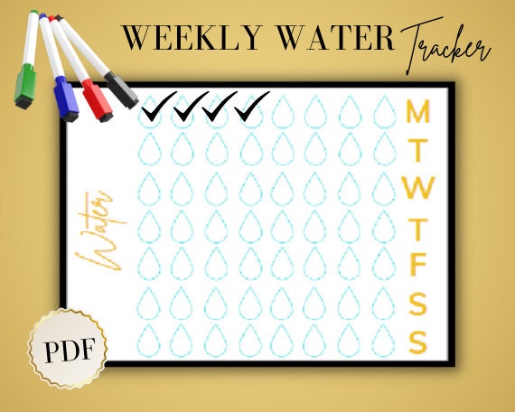 Waterlog Tracker, Weekly Water Intake Log, Water Tracker Template ...