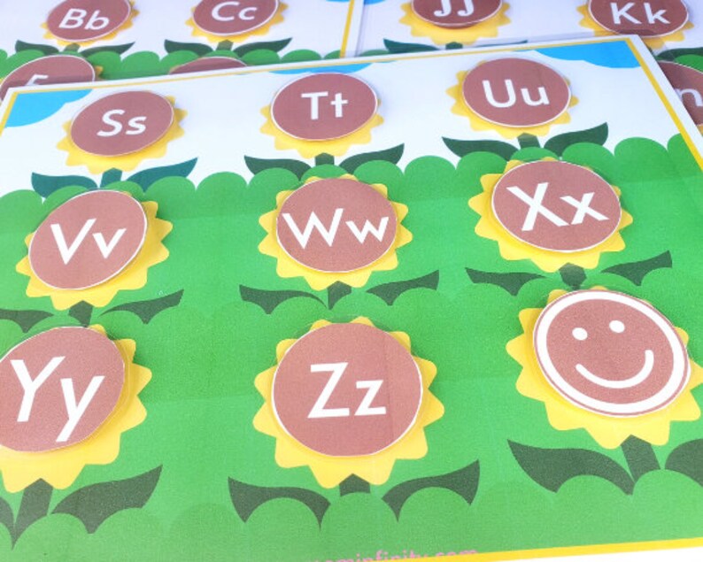 Alphabet Matching Game, Spring Sunflower Theme (printable) - Etsy