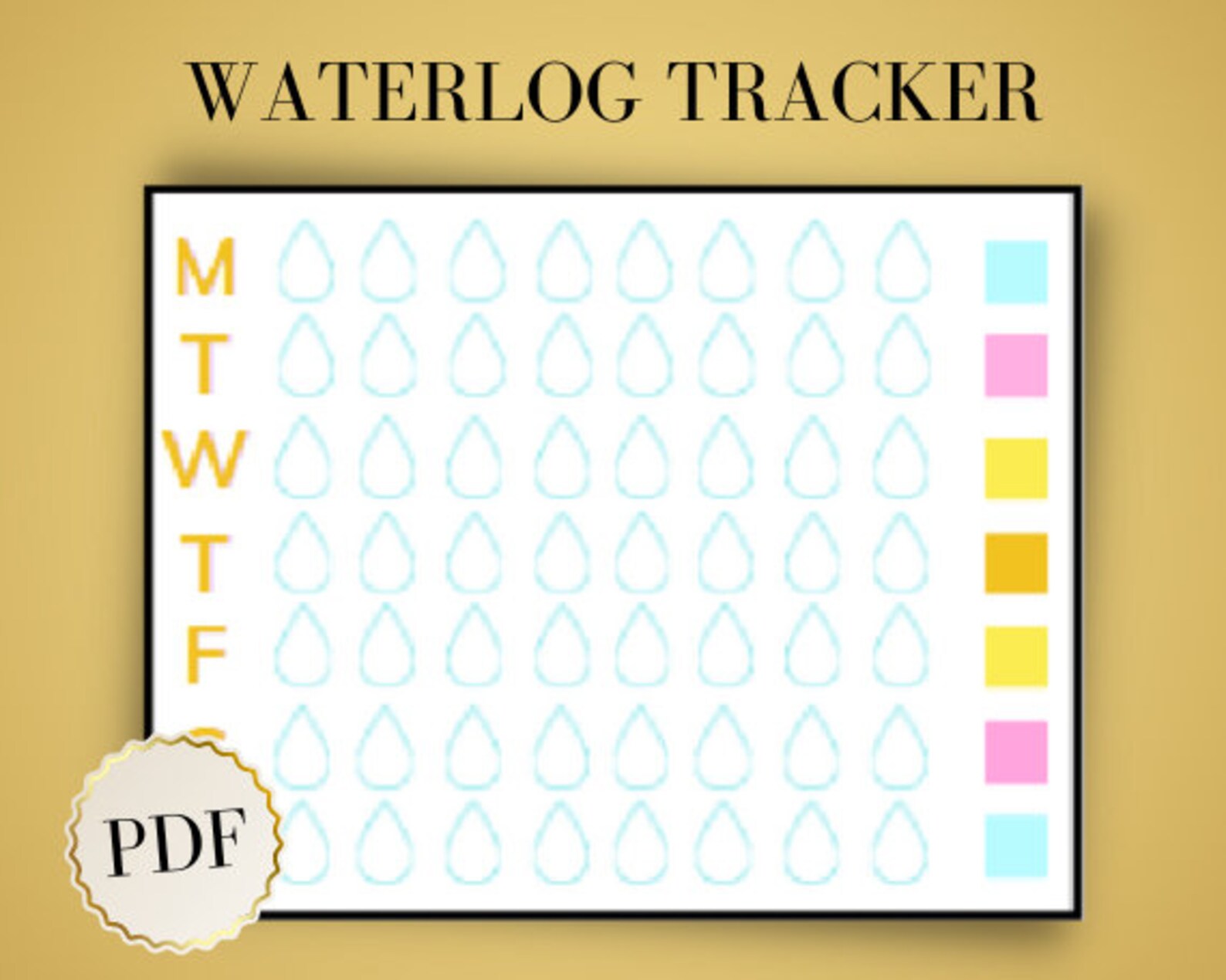Waterlog Tracker Template, Printable Waterlog, Weekly Fluid Intake Tracker, Digital Water ...