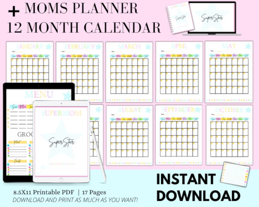 Planners and Templates: Monthly Calendar Printable | Planner for Girls ...