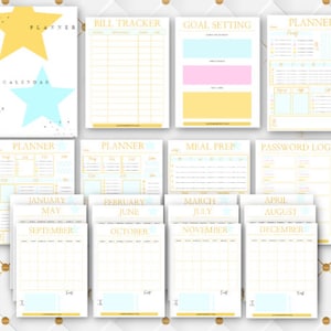 Beautiful Planner and 12 Month Calendar Organized Printable - Etsy