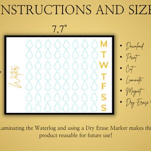 Waterlog Tracker, Weekly Water Intake Log, Water Tracker Template ...