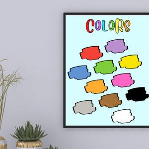 Toddler Learning Chart, Printable Colors Poster, Educational Posters ...
