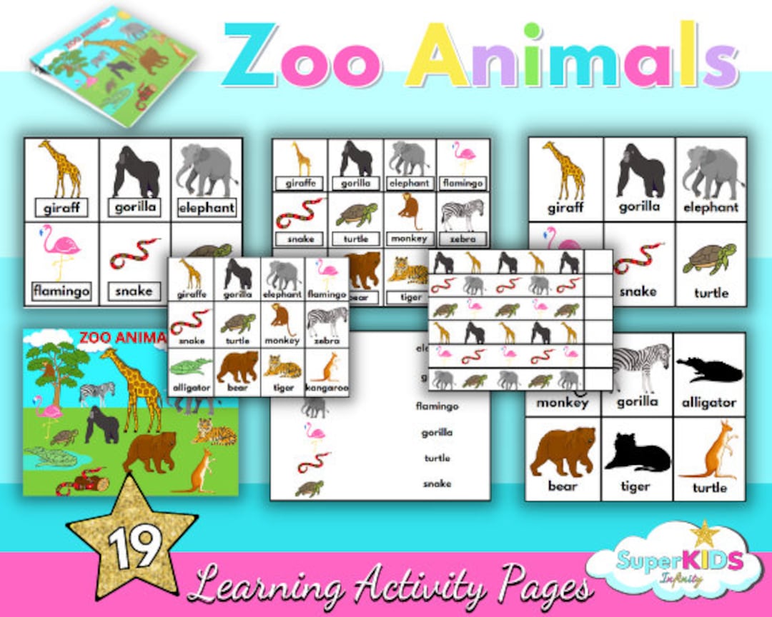 Autism Preschool Learning Binder, Kindergarten Busy Book, Zoo Animal ...