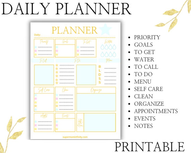 Daily Planner for Busy Moms, Girls Daily Organizer, Daily Planner ...