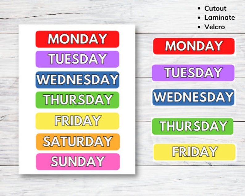 Days of the Week Learning Activity, Classroom Learning Printable, Days ...