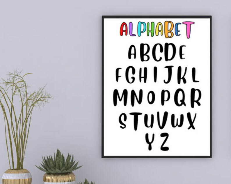 Alphabet Learning Chart, A to Z Poster, Alphabet Printable Chart ...
