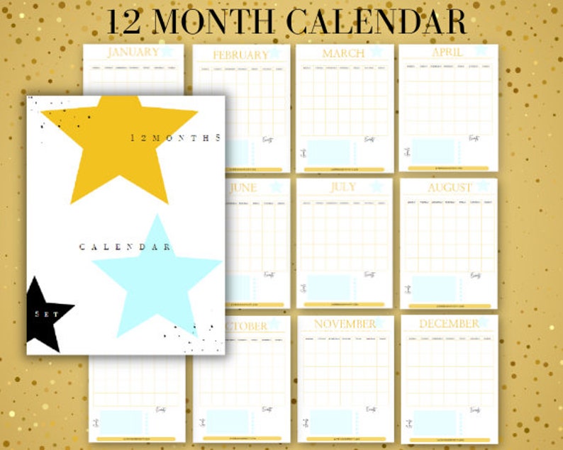 12 Month Calendar, Printable Calendar, Calendar Templates, Organized ...