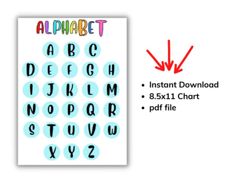 Alphabet Wall Chart, A to Z Poster, Learning Art, Educational Poster ...