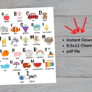 Alphabet Learning Chart, A to Z Poster, Alphabet Chart, Wall Art ...