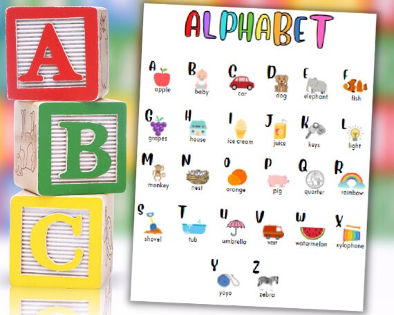 Alphabet Chart With Pictures, A to Z Letters, Alphabet Sound Chart ...