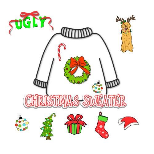 Ugly Christmas Sweater Activity, Kids Sweater Templates & Decorations ...