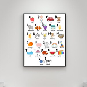 Alphabet Learning Chart, A to Z Poster, Alphabet Chart, Wall Art ...