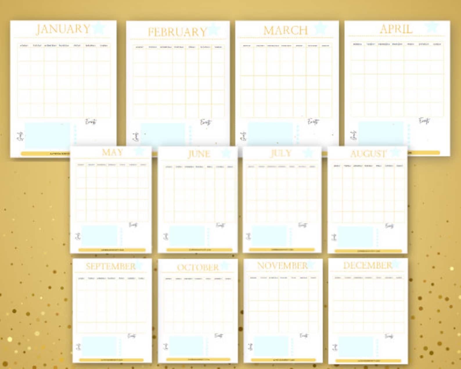 12 Month Calendar, Printable Calendar, Calendar Templates, Organized ...