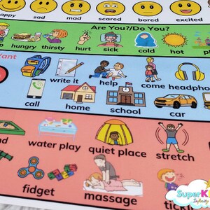 Autism Visual Communication Chart and 51 Communication Cards, Preschool ...