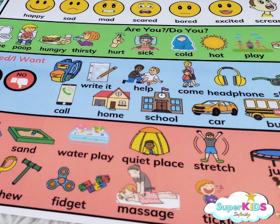 Autism Visual Communication Chart and 51 Communication Cards, Preschool ...