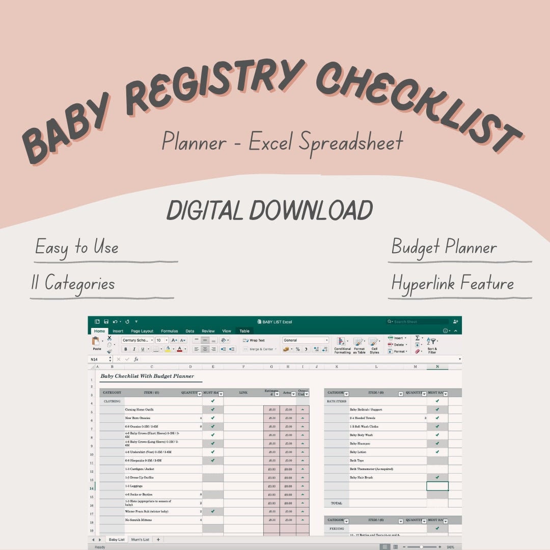 UK Baby Registry - Baby Budget Planner Shopping List - Excel ...