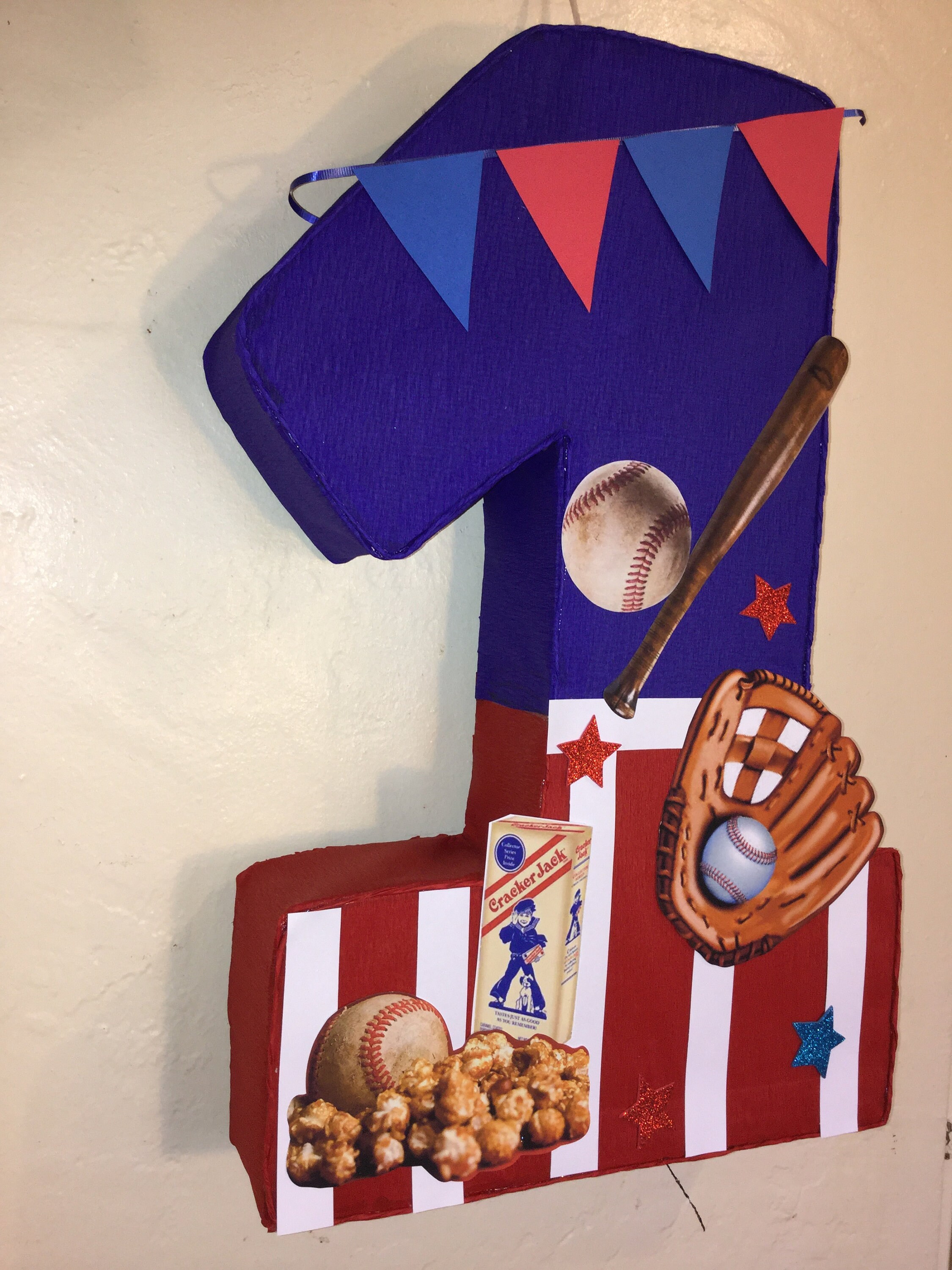 Baseball Party Number One Decorated Baseball Pinata Vintage Pinata ...