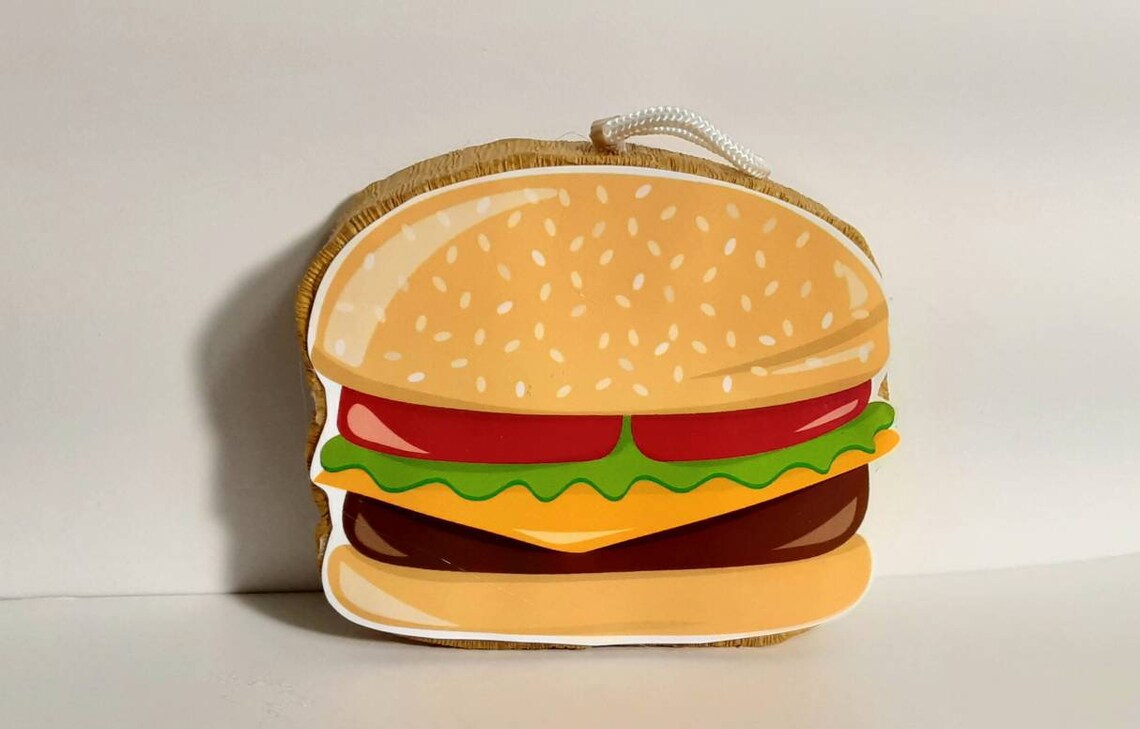 Hamburger Pinata Food Birthday Party Grill Party Logo Pinata - Etsy