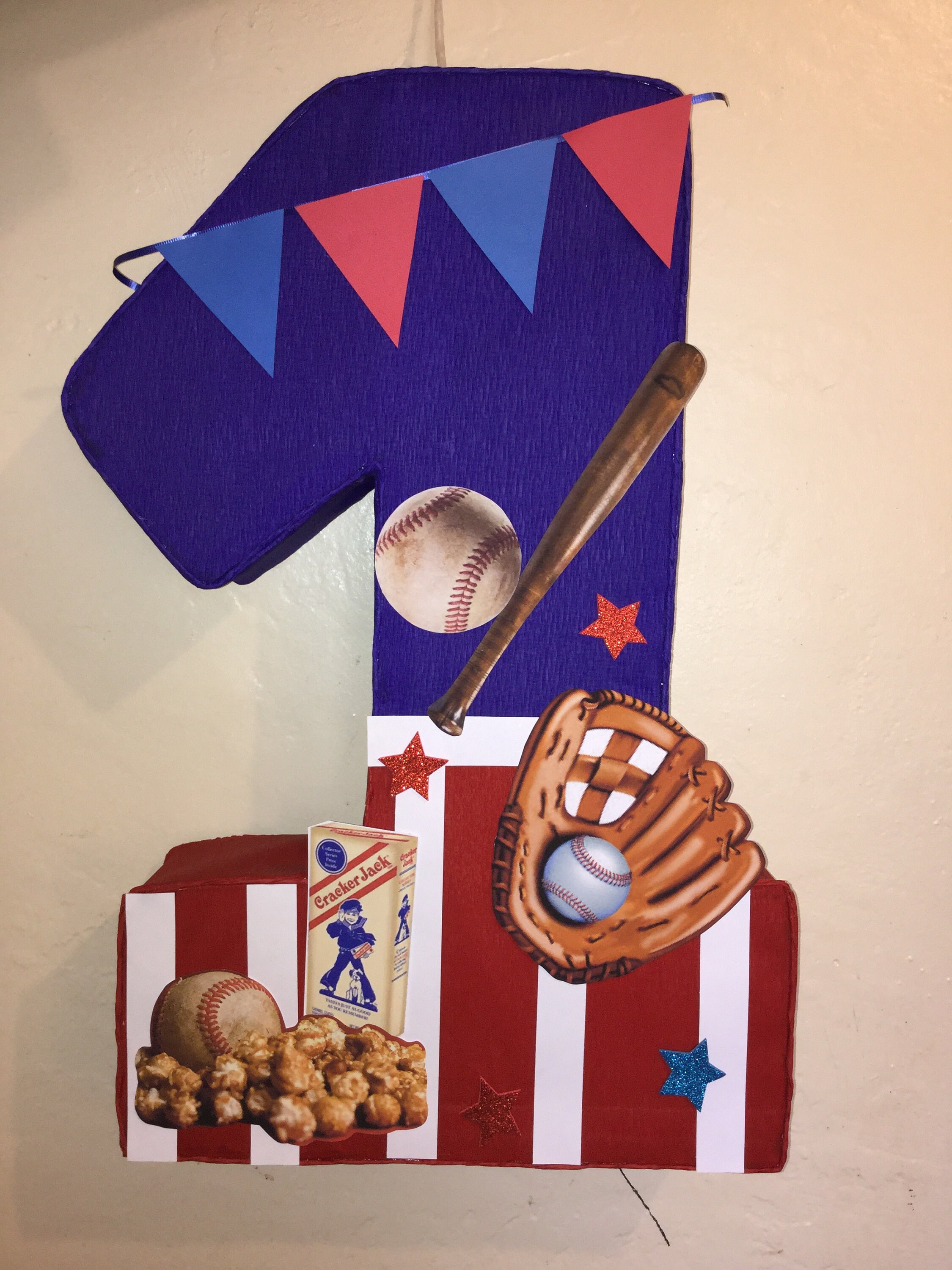 Baseball Party Number One Decorated Baseball Pinata Vintage Pinata ...