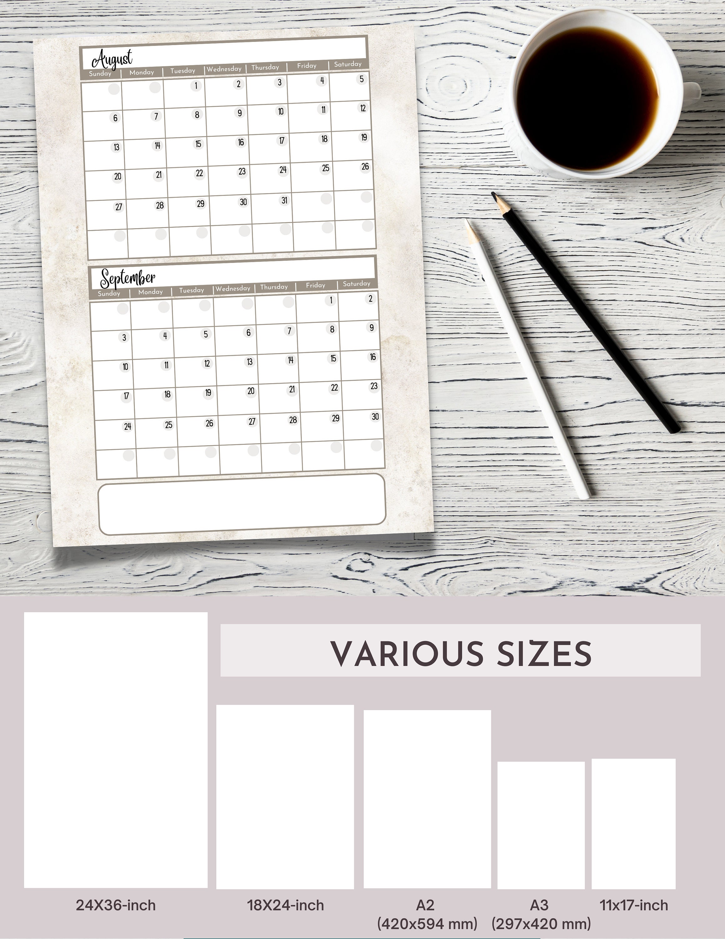 2 Month Printable Reusable Calendar - Etsy