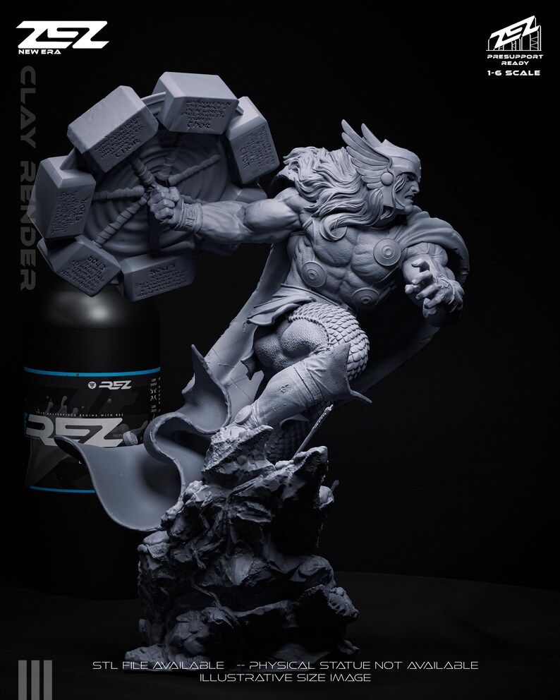 God of Thunder Thor Diorama – Fan Art Statue by Zez Studios | Unpainted ...