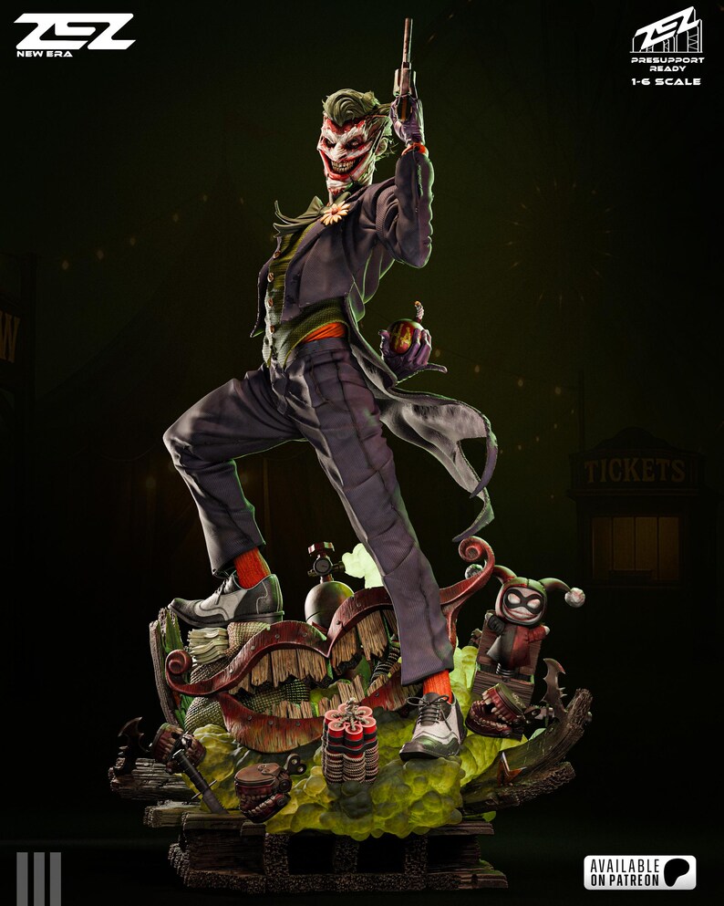 Joker Fan Art Diorama: Zezstudio Unpainted, 3D Printed Model Kit With ...