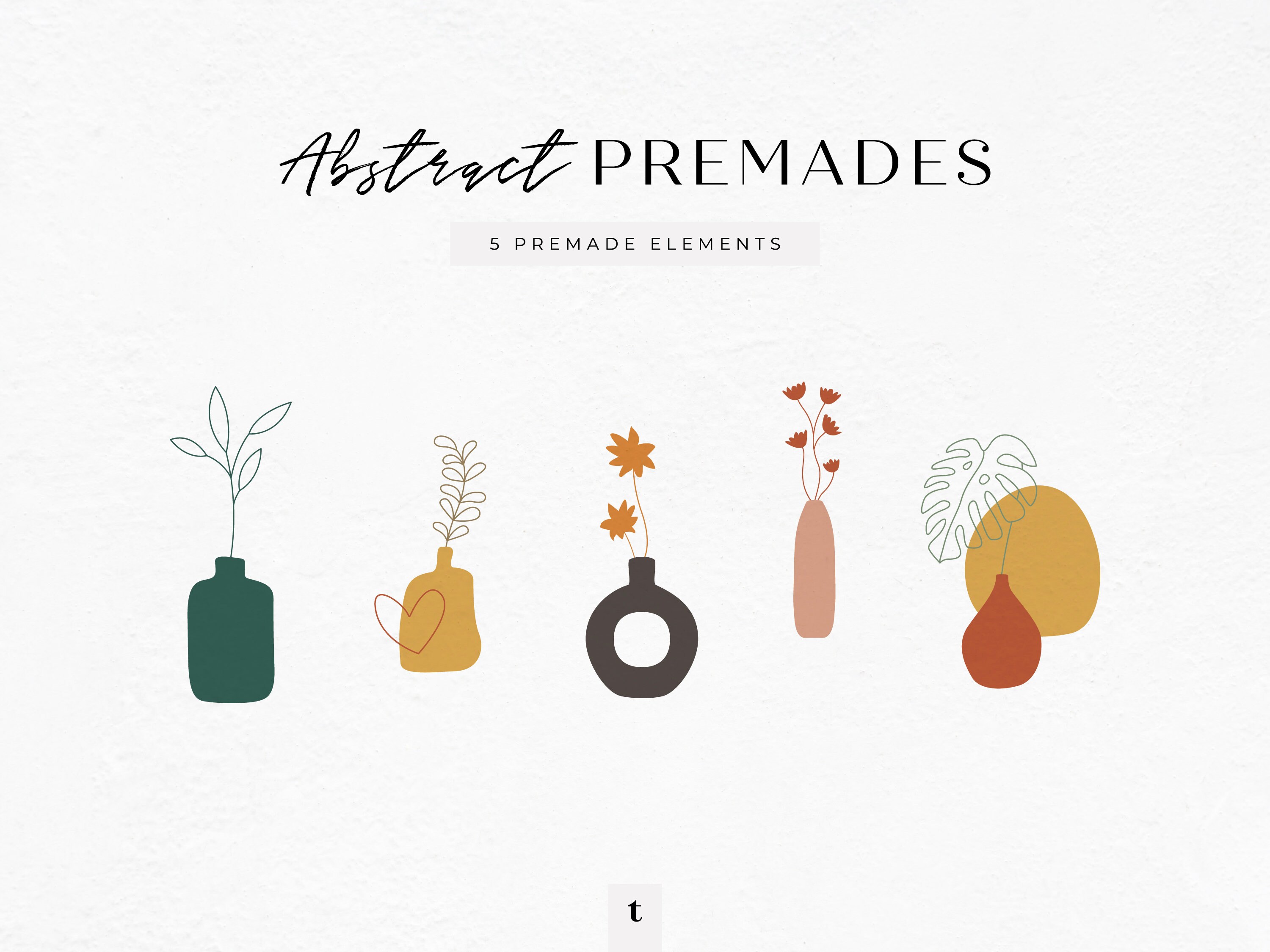 Abstract Elements Collection No. 1 Vases Plants Shapes - Etsy