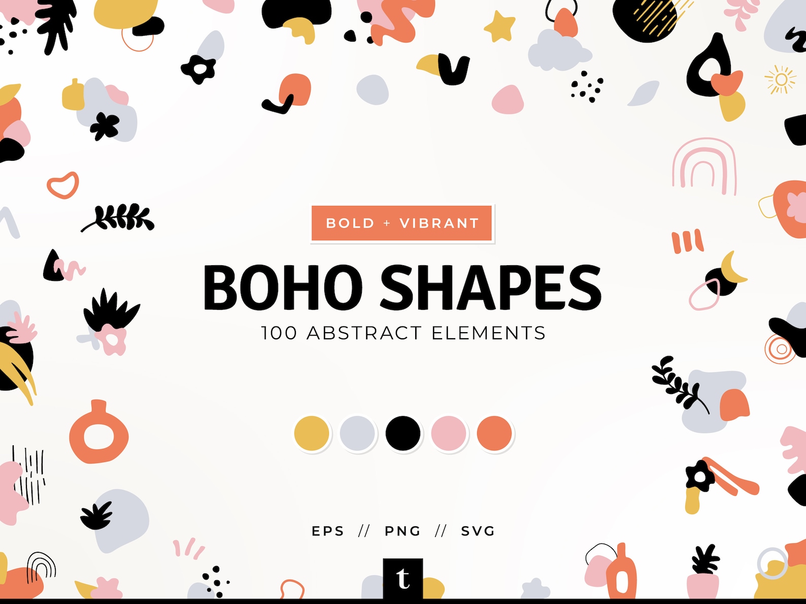 Bold + Vibrant Boho Shapes, Organic Boho Shapes, Abstract Shapes, Boho ...