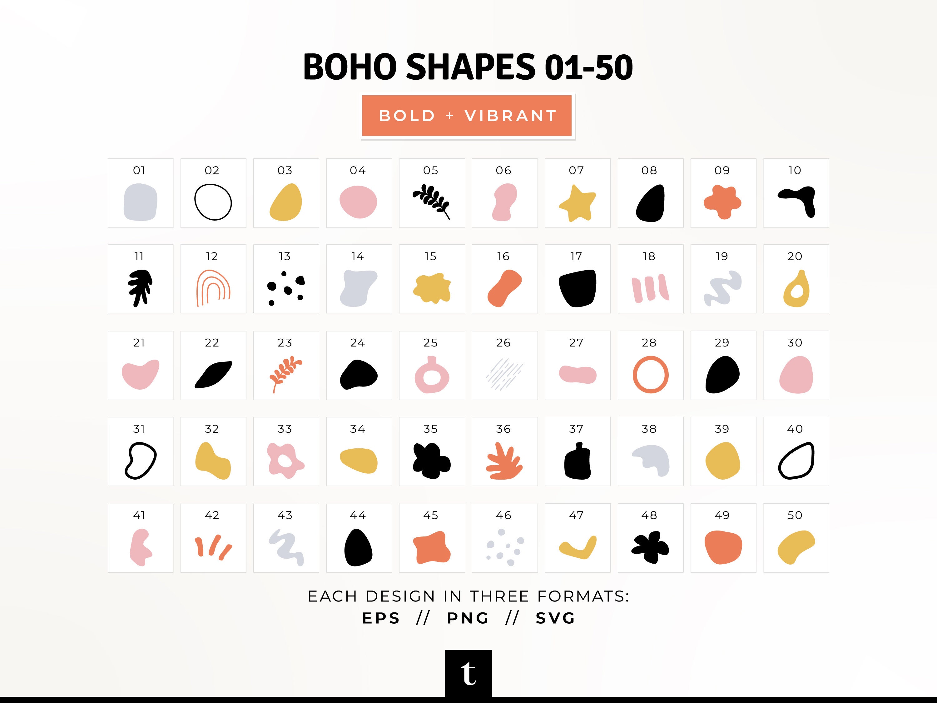 Bold + Vibrant Boho Shapes, Organic Boho Shapes, Abstract Shapes, Boho ...