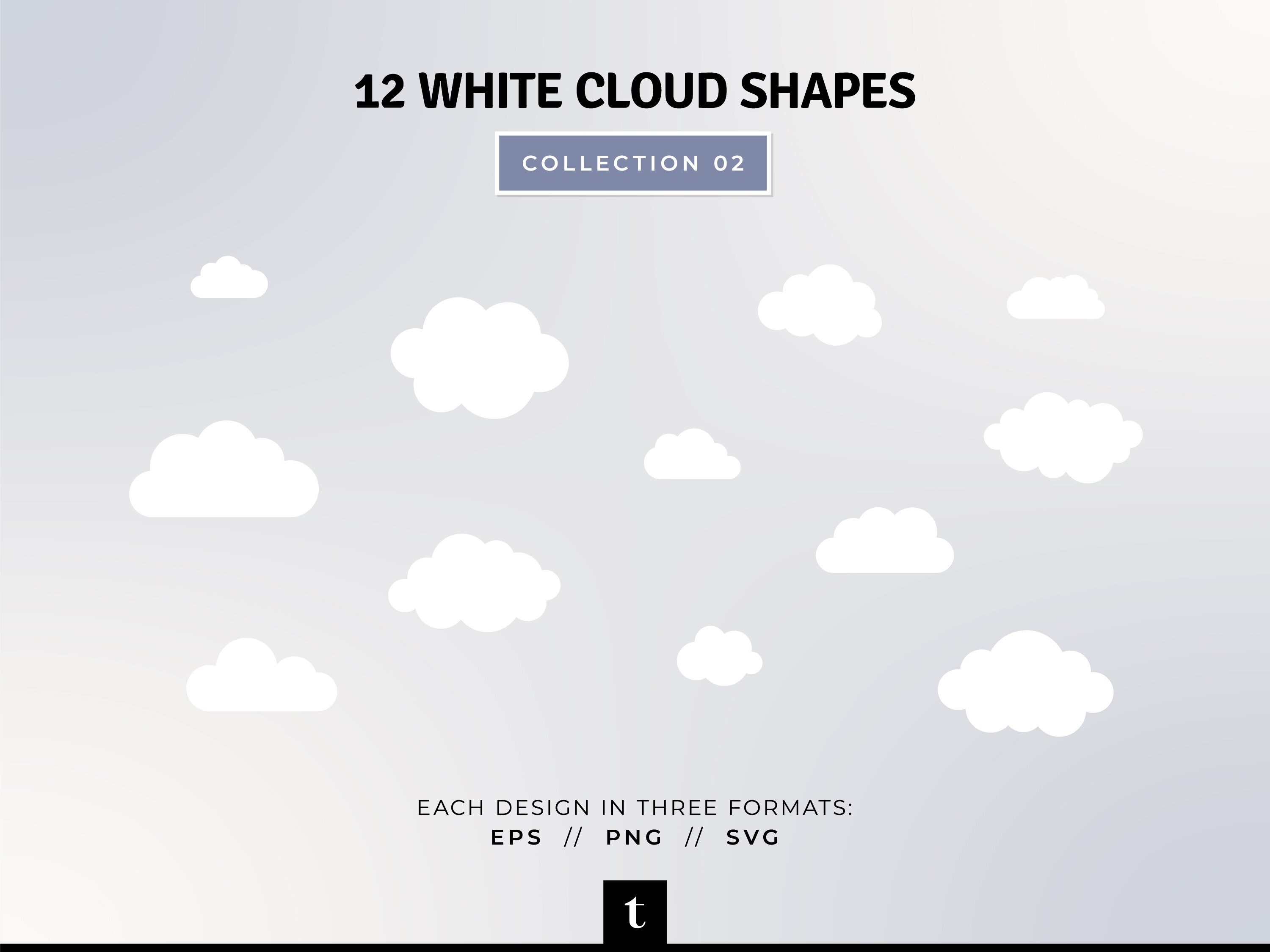12 Cloud Shapes, Cloud SVG, Cloud Cricut, Cloud Vector, Cloud Clipart ...
