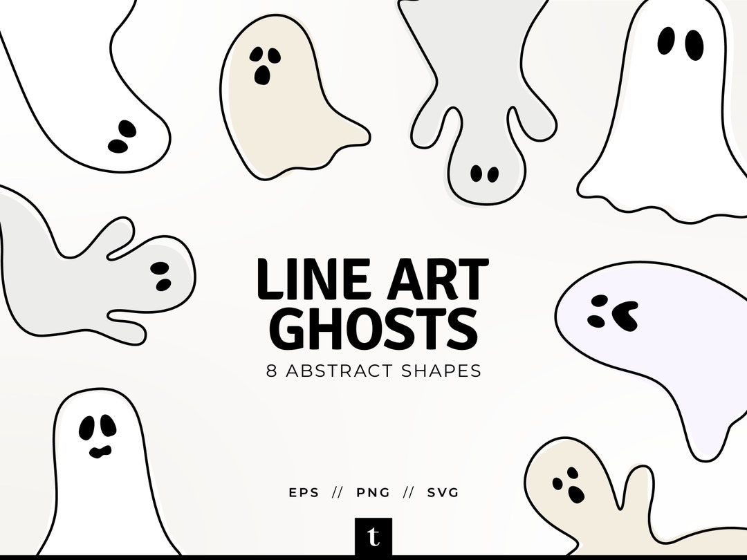 8 Line Art Ghosts, Abstract Ghost Shapes, Ghost Shapes Bundle, Ghost ...