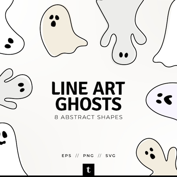 Ghost Line Art Svg - Etsy