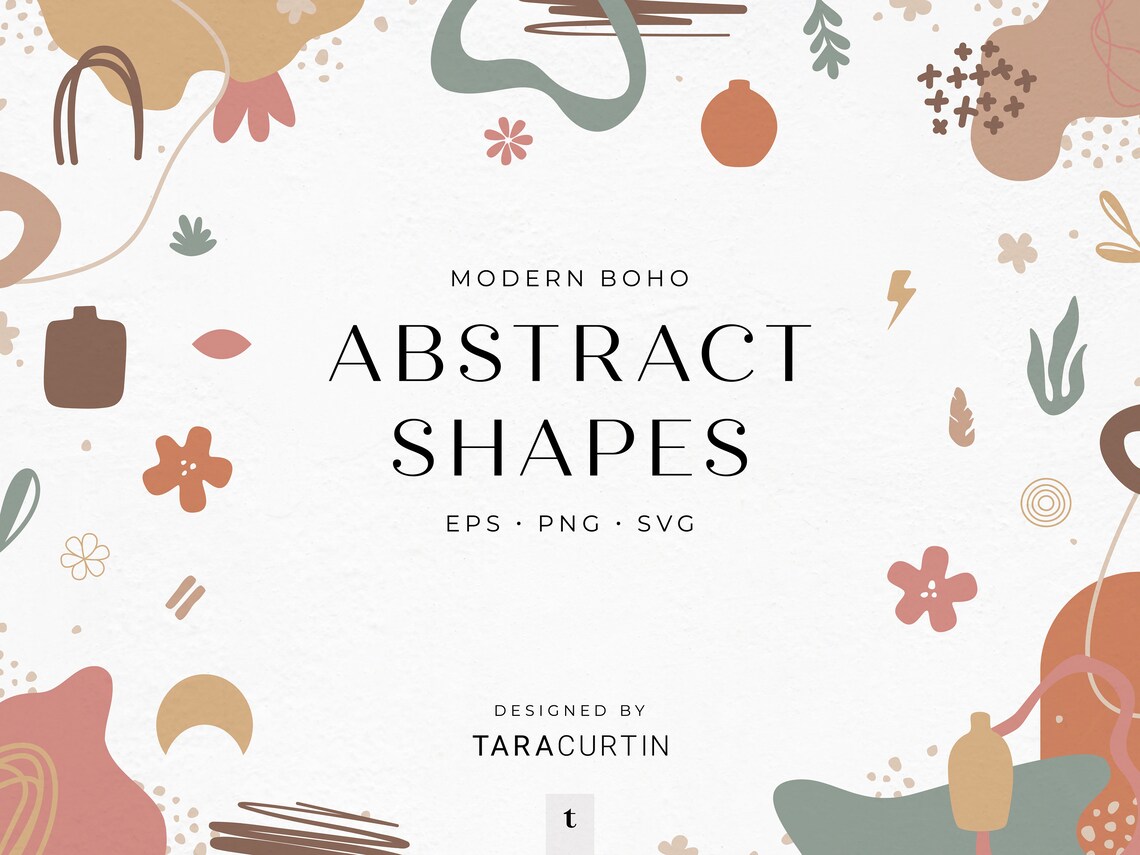 Modern Boho Abstract Shapes, Abstract Shapes Clipart, Modern Shapes ...