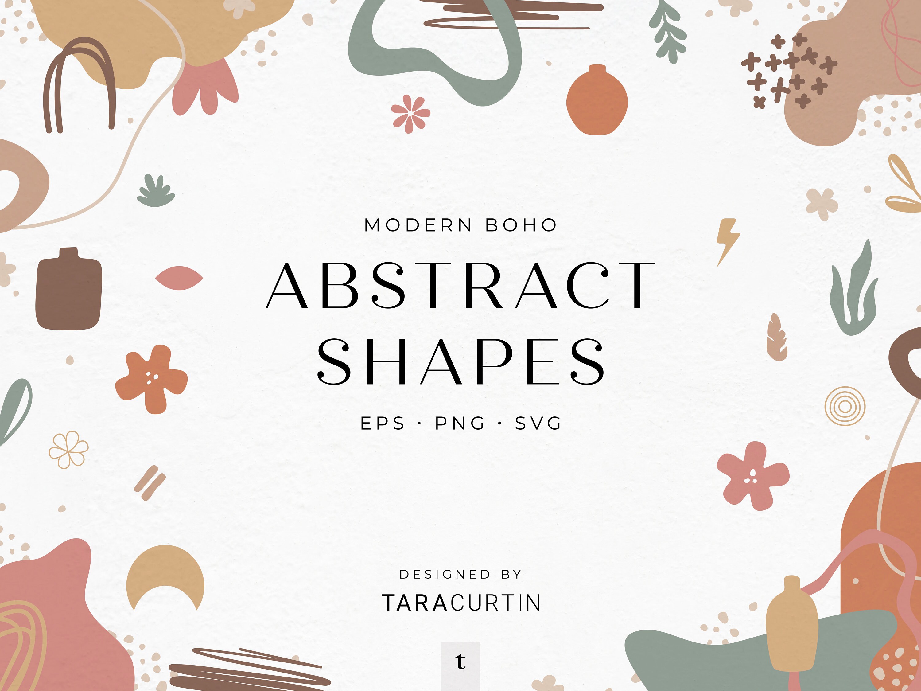 Modern Boho Abstract Shapes, Abstract Shapes Clipart, Modern Shapes ...