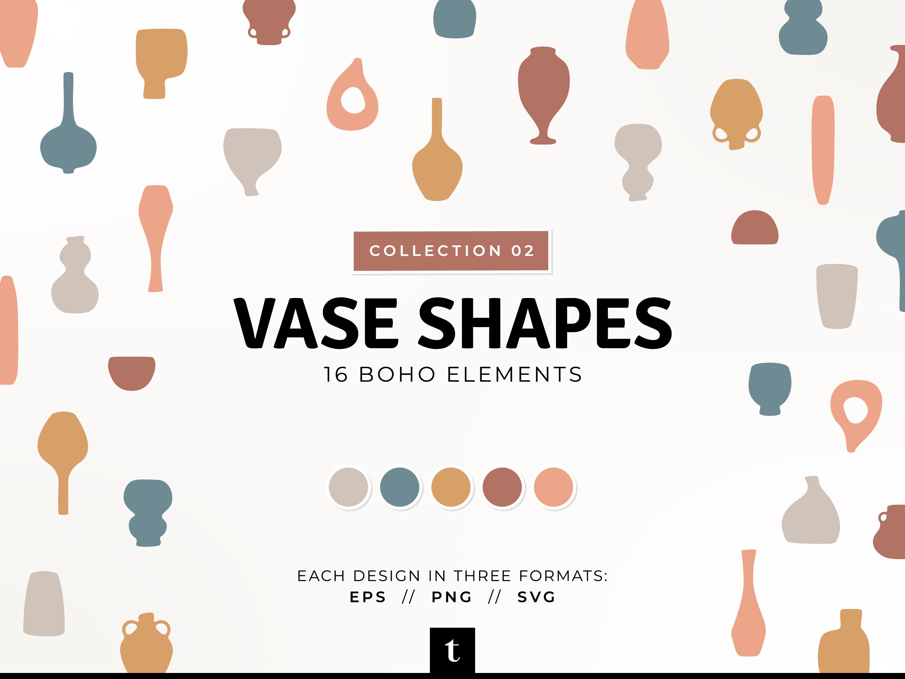 Vase Shapes, Vase Clipart, Vase SVG, Boho Vase Shapes, Vase Shape Cut ...