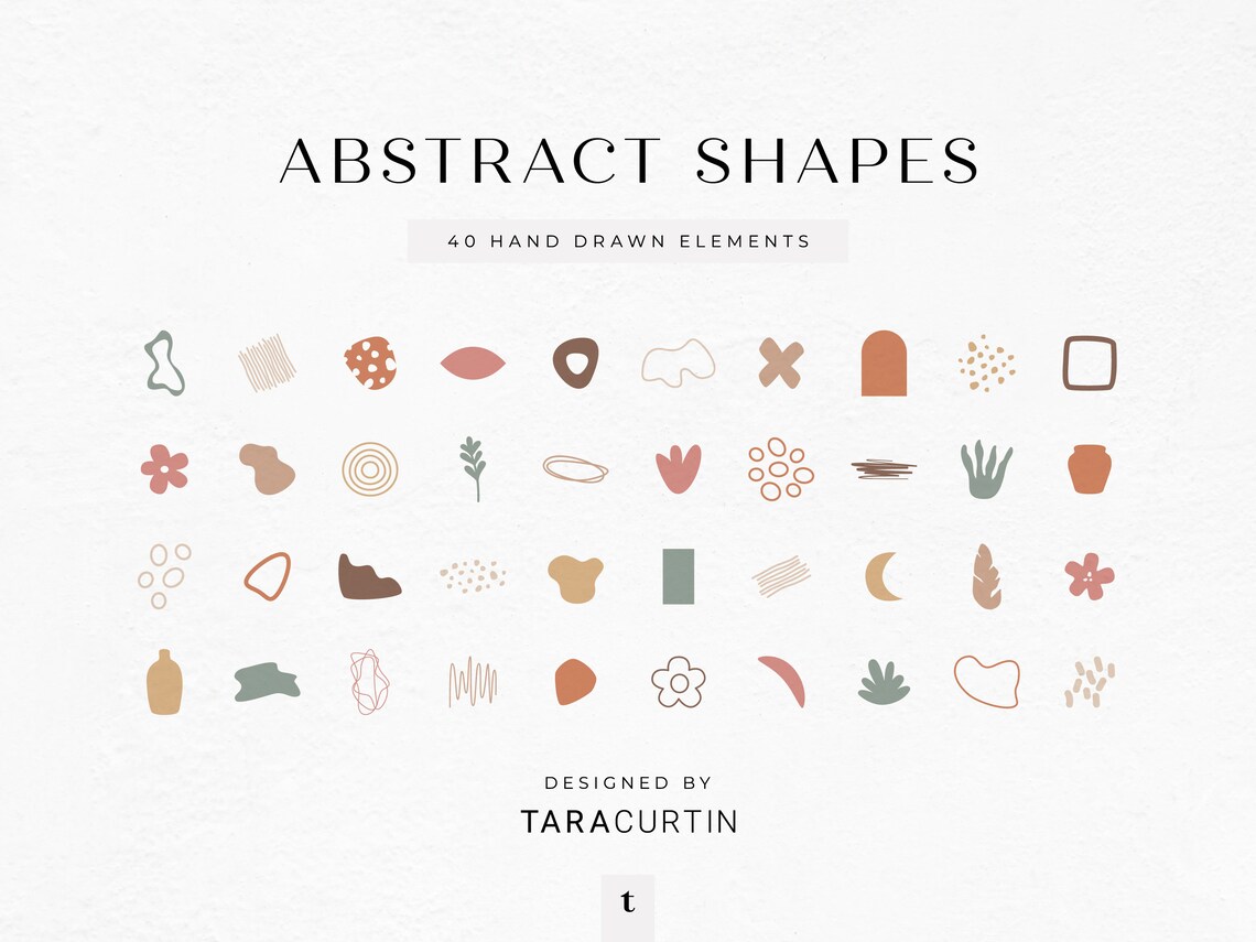 Modern Boho Abstract Shapes, Abstract Shapes Clipart, Modern Shapes ...
