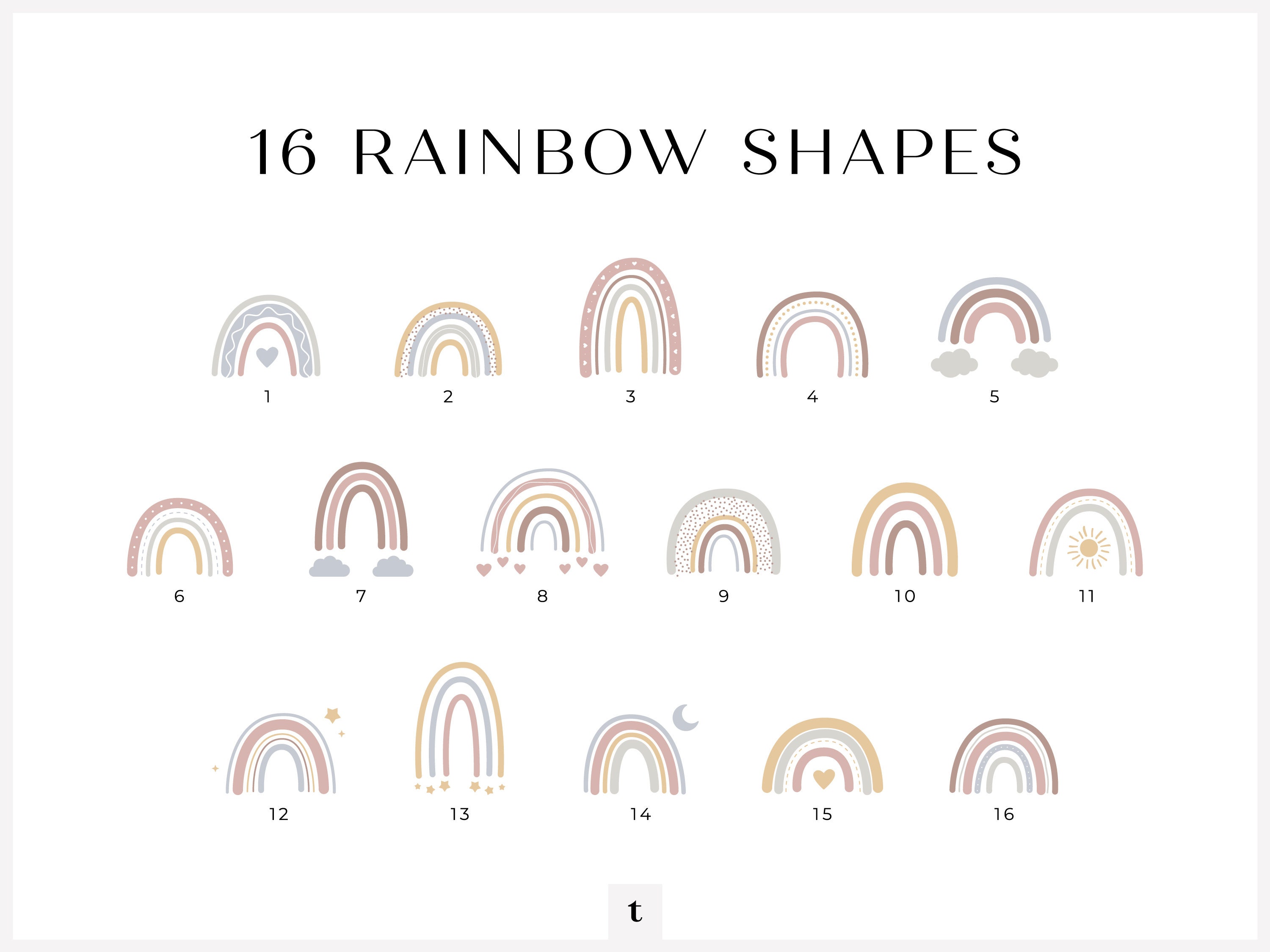 Boho Rainbows Bundle, Boho Rainbow SVG, Rainbow Shapes, Rainbow Vector ...