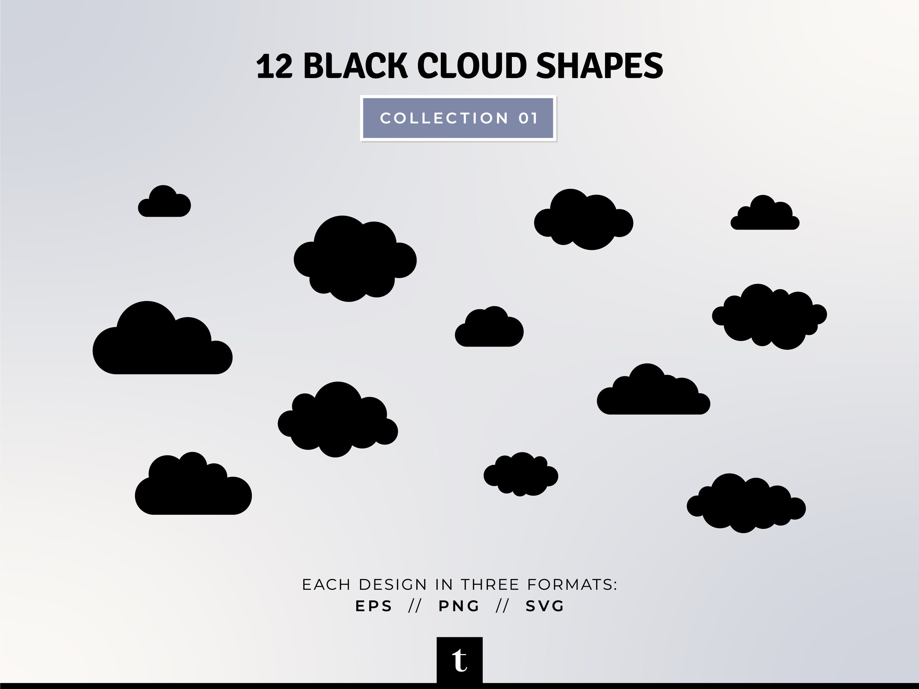12 Cloud Shapes, Cloud SVG, Cloud Cricut, Cloud Vector, Cloud Clipart ...