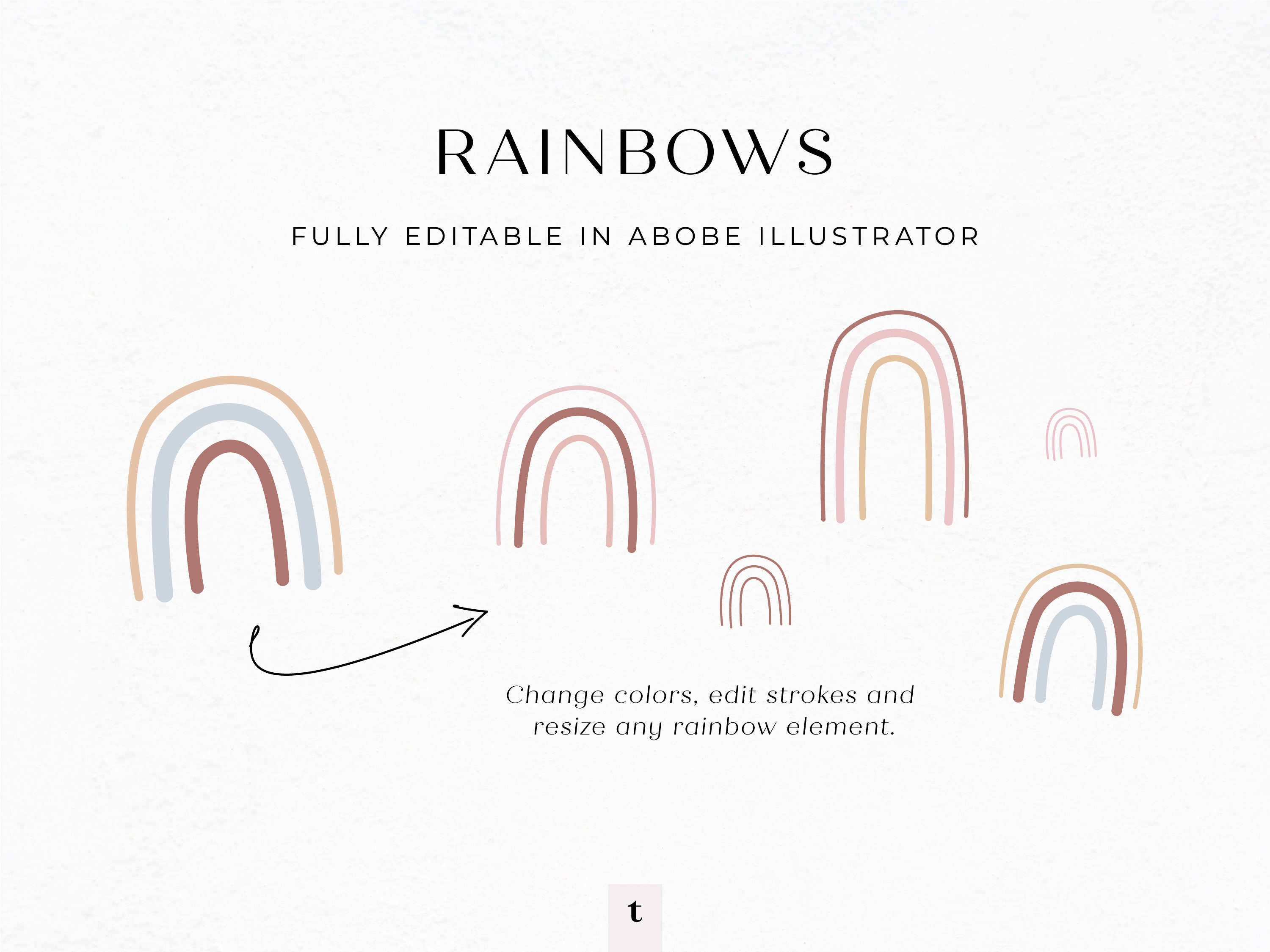 Rainbow Clipart Bundle, Boho Rainbow, Rainbow Shapes, Rainbow Vector ...