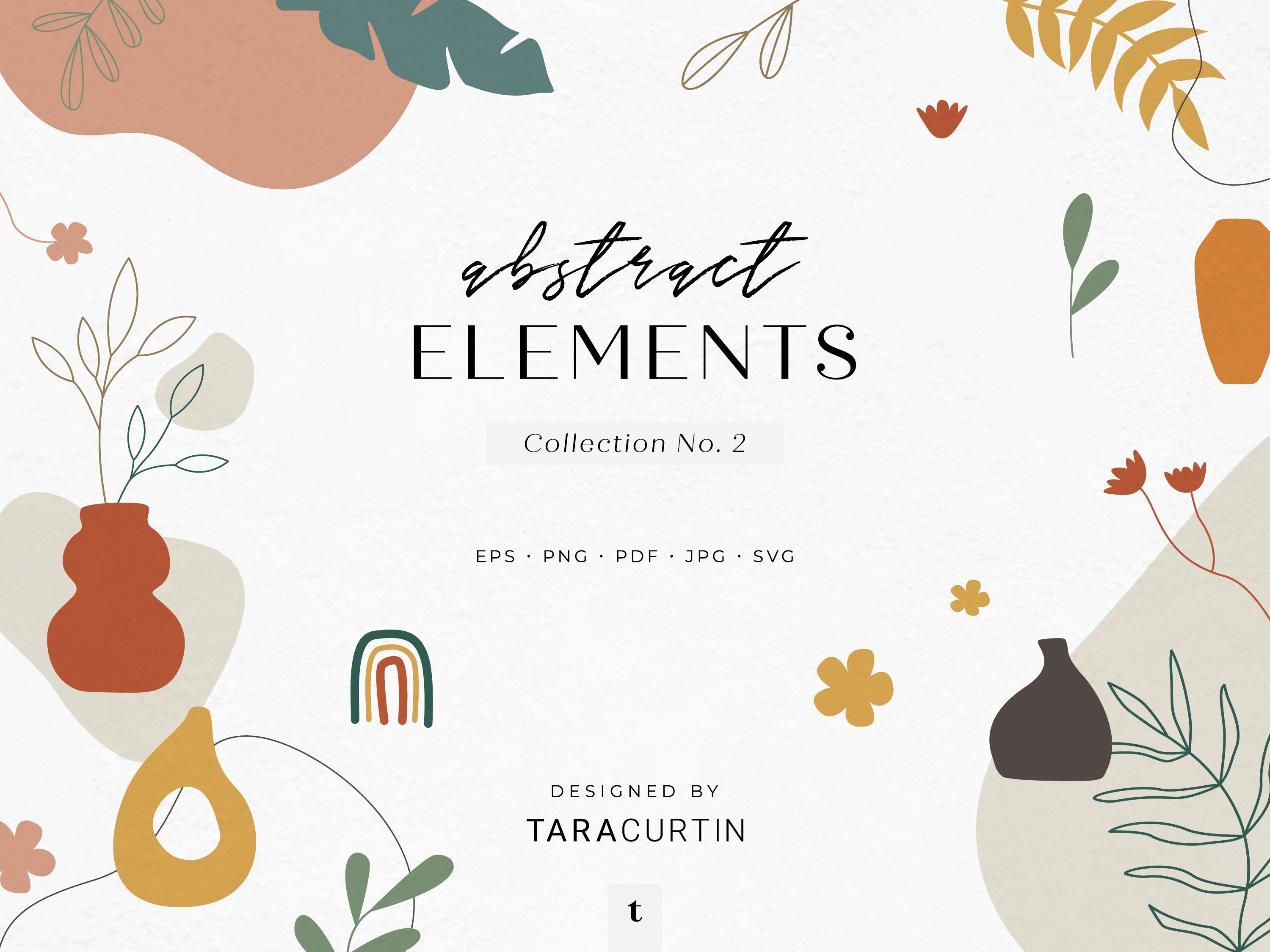 Abstract Elements Collection No. 2, Vases, Plants, Shapes, Line Art ...