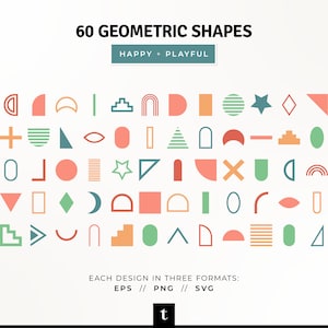 120 Geometric + Organic Shapes, Modern Shapes, Happy + Playful ...