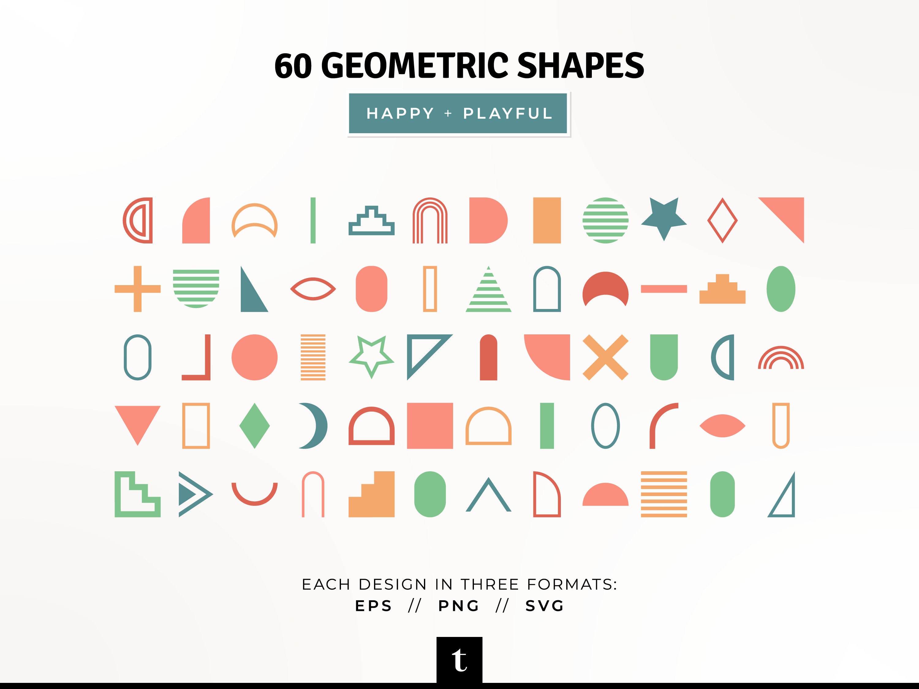 120 Geometric + Organic Shapes, Modern Shapes, Happy + Playful ...