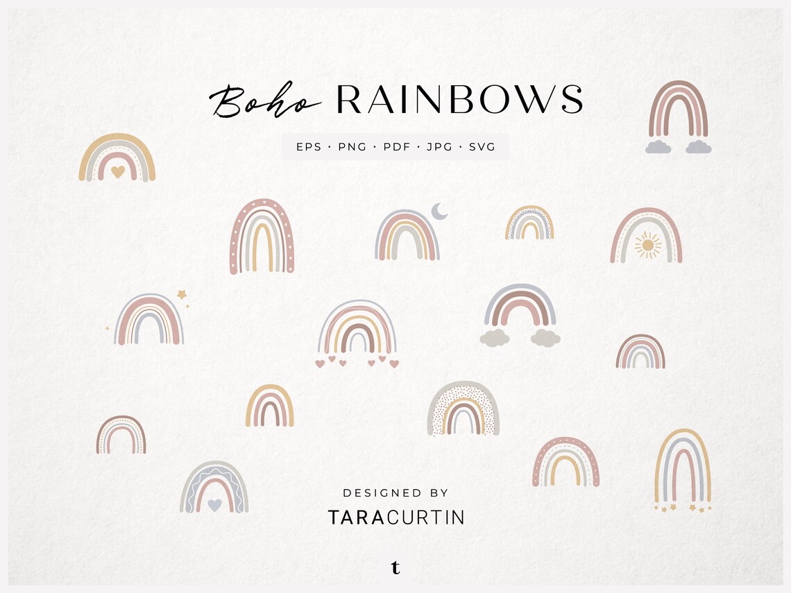 Boho Rainbows Bundle Boho Rainbow SVG Rainbow Shapes - Etsy