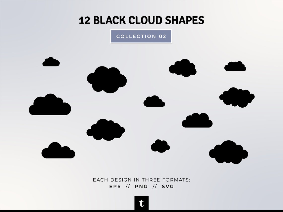 12 Cloud Shapes, Cloud SVG, Cloud Cricut, Cloud Vector, Cloud Clipart ...