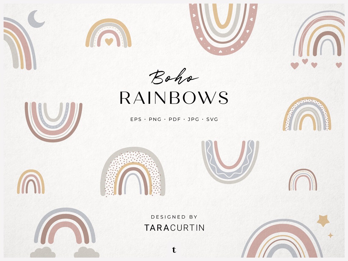 Boho Rainbows Bundle Boho Rainbow SVG Rainbow Shapes - Etsy