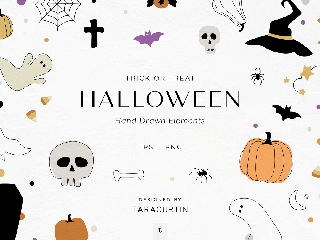 Halloween Clip Art Bundle, Pumpkins, Ghosts, Skulls, Witch Hats, Bats ...