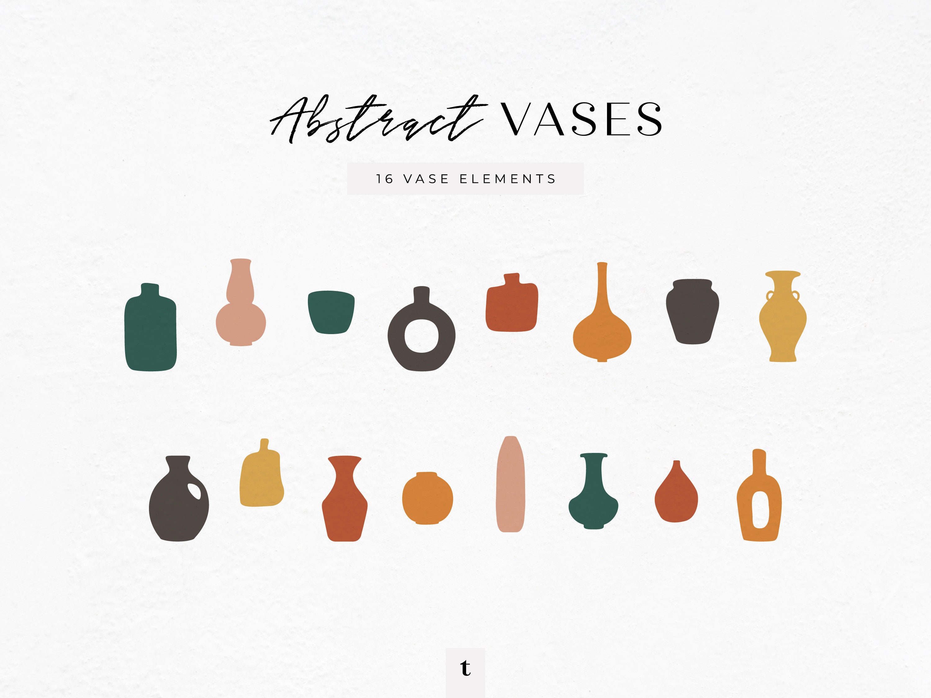 Abstract Elements Collection No. 1, Vases, Plants, Shapes, Line Art ...